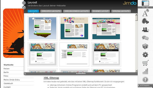 Jimdo-Dokumentation Layouts - skywalk-designs Jimdo-Page!