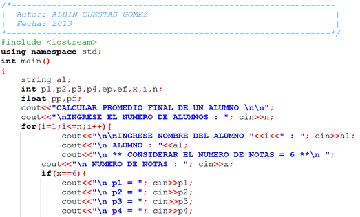 BUCLES EN C/C++ - ALBIN CUESTAS GOMEZ