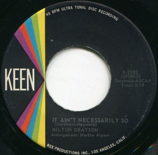 Milton Grayson - It Ain't Necessarily So / You're A Part Of Me - US ...