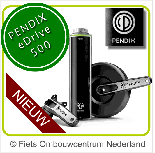 Pendix eDrive500: Direct-Drive MIDDENMOTOR met 500Watt-uur bidon accu ...