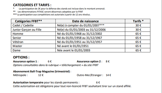 CALENDRIER FFBT 2023 - Site du btc pons