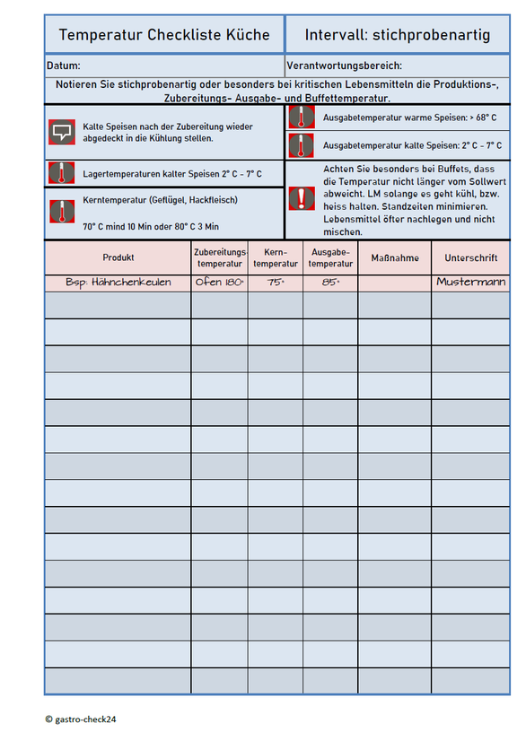 HACCP CHECKLISTEN - Hygiene und Arbeitssicherheit