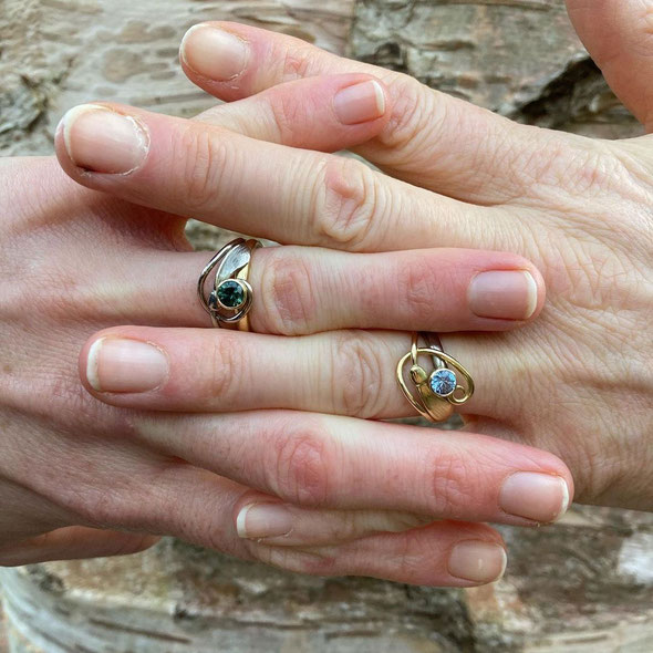 Oak Leaf & Three Tendril Laboradite Ring - Leaf Jewellery by Georgina ...