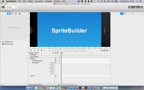 SpriteBuilder ボタンを押して文字を変更する（Objective-C Swift C++） - iscene ページ！