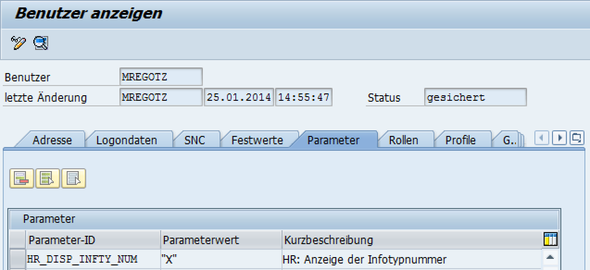 Transaktion SU01 / SU3 Parameter - regotz