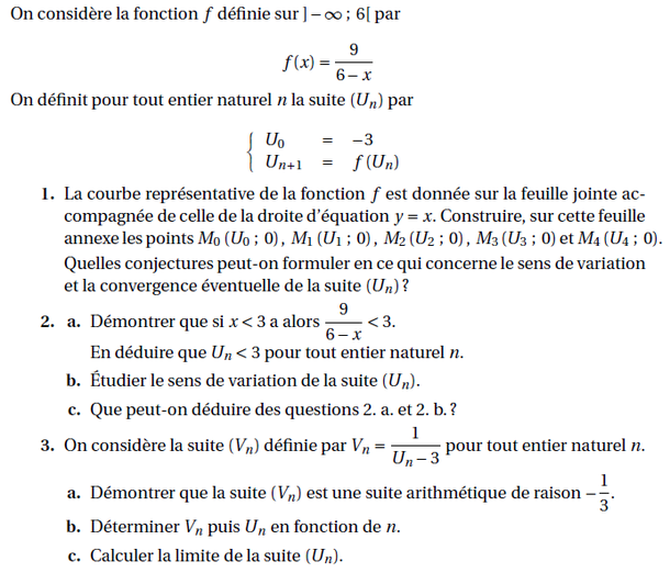 Exercices suites - Les Maths en Terminale S