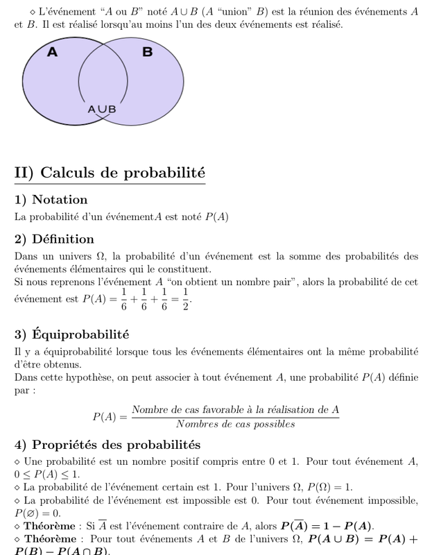 Page sur la probabilité - Les Maths en Terminale S