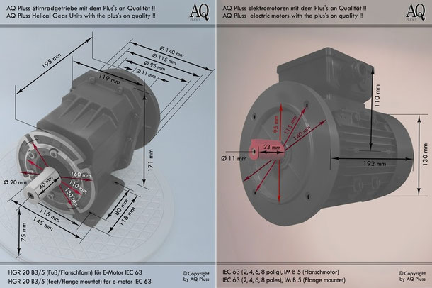 230V Stirnradgetriebe Mot Übersicht - Elektromotor von AQ Pluss Motoren