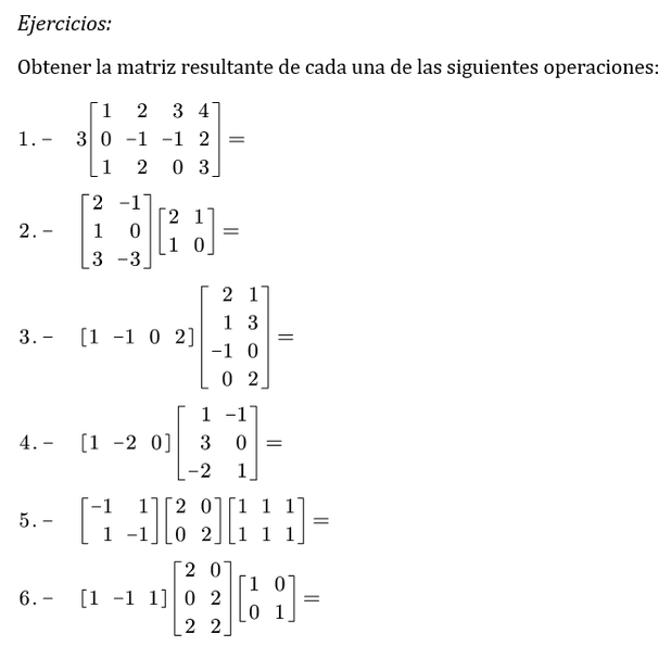 Operaciones con matrices - Matemática Informática y Educación
