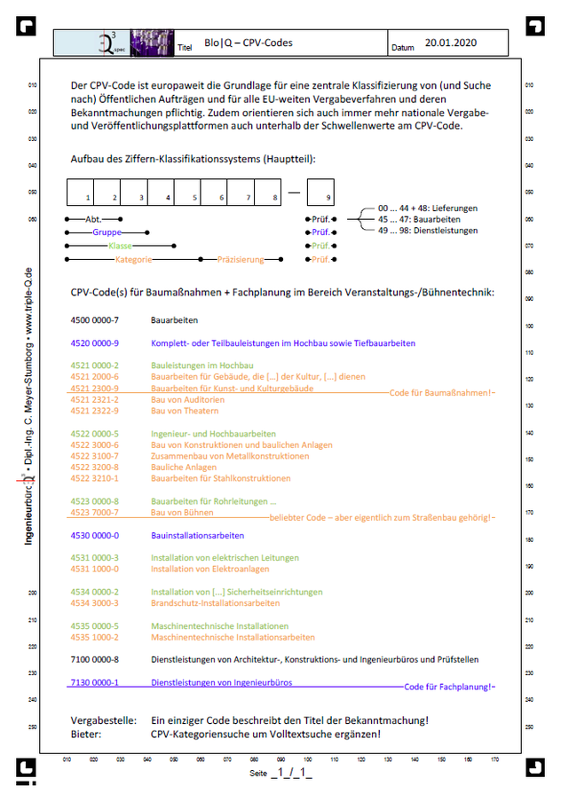 CPV-Codes | common procurement vocabulary - Veranstaltungstechnik