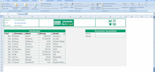 Excel Auswahllisten und Dropdowns - Excel Tipps und Vorlagen