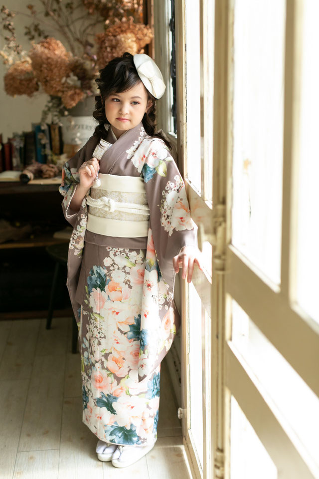 7歳 お衣装セットNo.7-66 クラシカルローズ チョコラカラー - 日光うたかた お客様と一緒に作る記念日