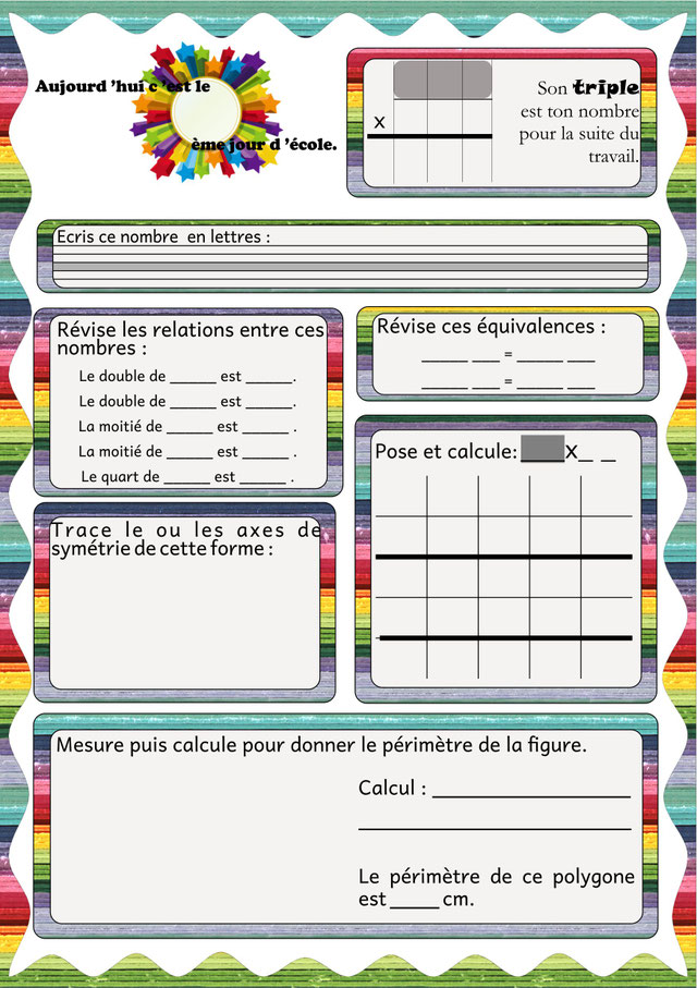 Chaque jour compte : exercices CE2 - Fiches de prep (cycle1-cycle 2 ...