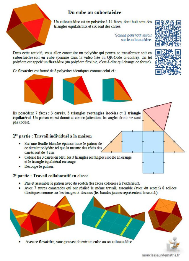 Flexaèdre : du cuboctaèdre au cube - Mon classeur de maths