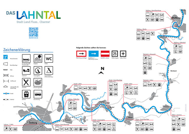 Tourenkarte für dein Kanutour auf der Lahn - Kanu Kajak Vermietung Weilburg