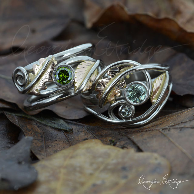 Oak Leaves Rings - Oak Leaf Bridal Sets, Engagement Rings & Wedding ...