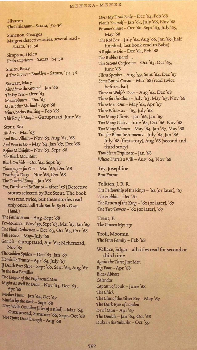 Books Read to Baba List - meherbabatravels jimdo page!