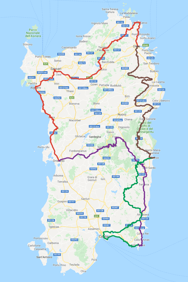 Sardinien Motorradtouren Karte