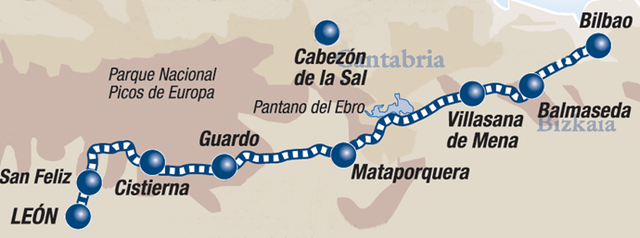 Línea ferroviaria FEVE León-Bilbao o línea de la Robla. (León-Bilbao ...