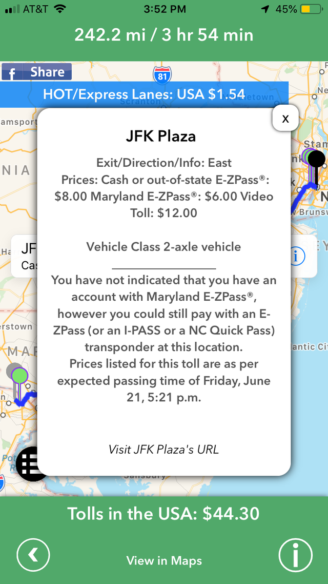 Tollsmart Toll Calculator for iPhone - Tollsmart