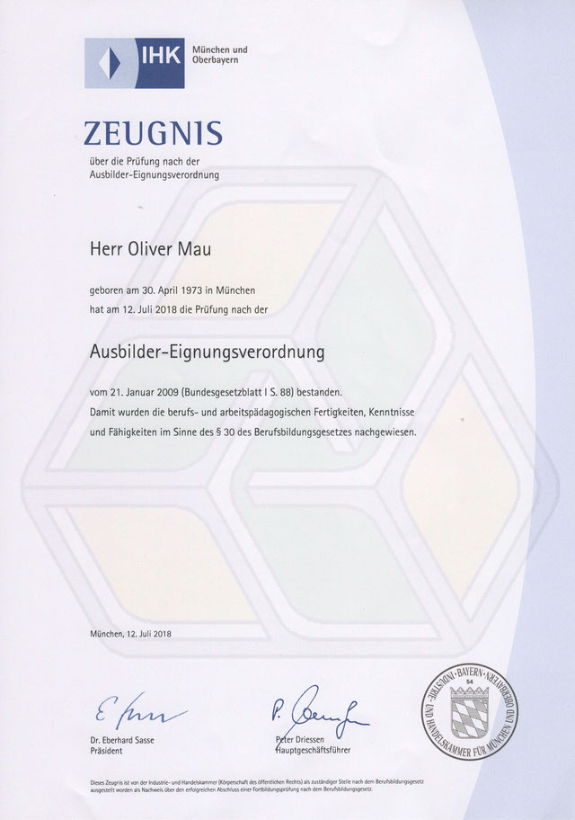 IHK München und Oberbayern - Ausbilder-Eignung - CAD MAU