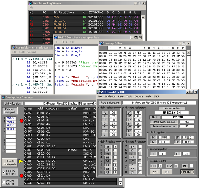 Z80 simulator ide sin límite + Ejemplos resueltos - HƉΘƼΘƼ
