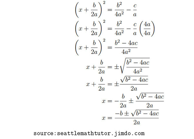 Derivation Of The Quadratic Formula Robs Private Math Tutoring