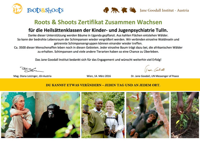 Jane Goodall´s roots & shoots - Heilstättenklassen KJPP Tulln