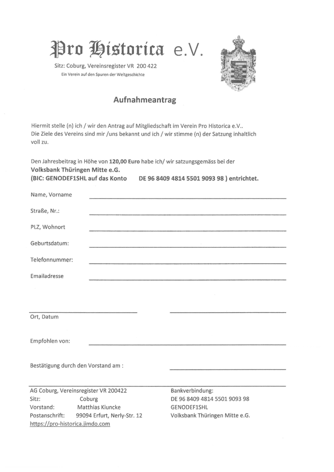 Antrag - pro-historicas Webseite!