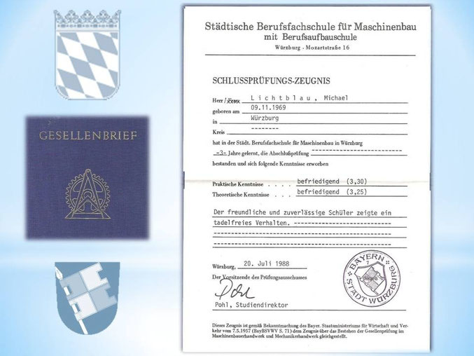 Gesellenbrief & Facharbeiterbrief von Herr Michael - Josef Lichtblau ...
