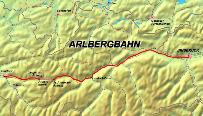 Línea ferroviaria del Arlberg (Arlbergbahn): de Bludez a Innsbruck ...