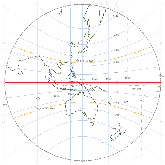 6-5-1 投射方位図法 - 珍しい地図が描けます