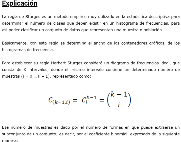 REGLA DE STURGES - Cursos Gilbert Zmok
