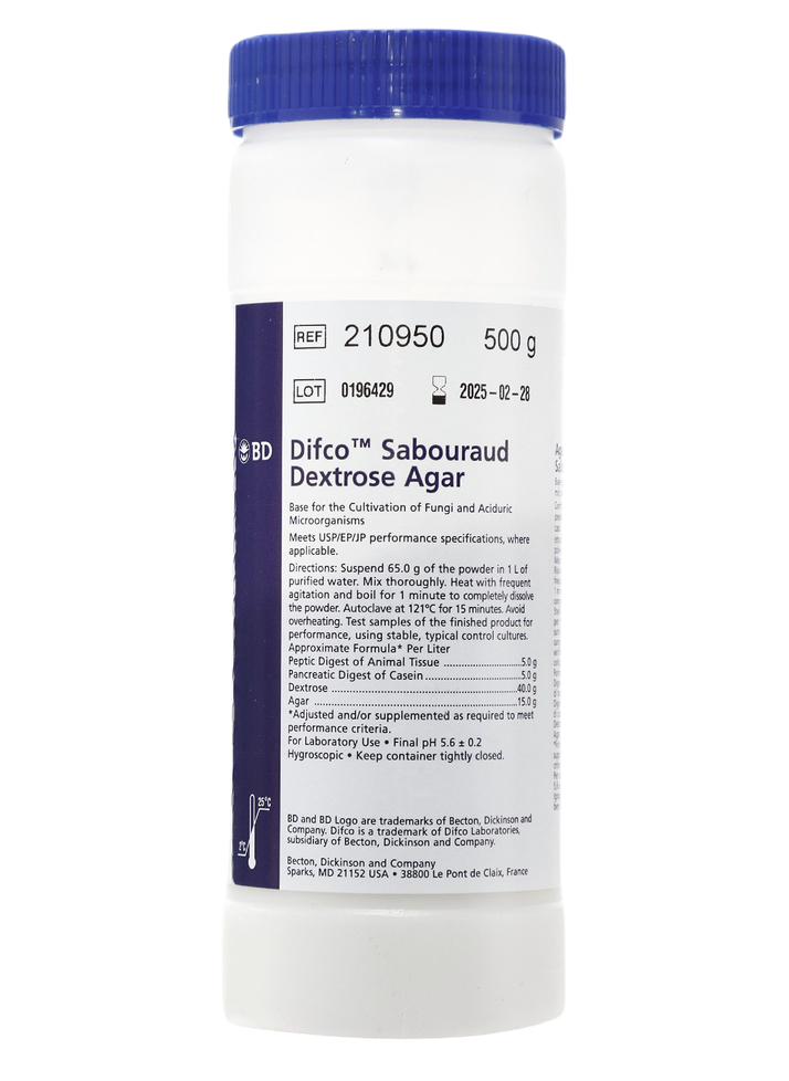 210950 BD Difco™ Agar Dextrosa Sabouraud, 500 g - PROQUISUR- Material ...