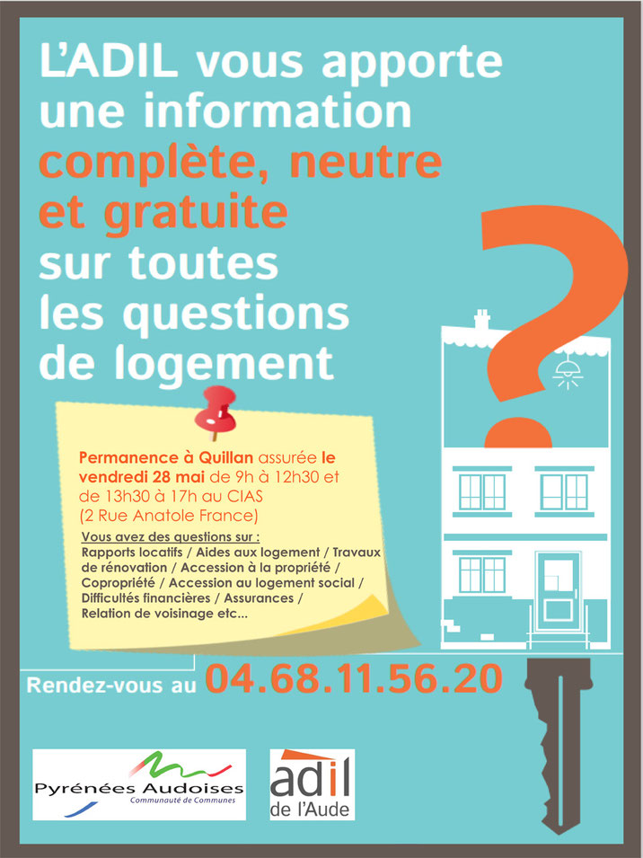 Permanences de l'ADIL - CC Pyrénées Audoises