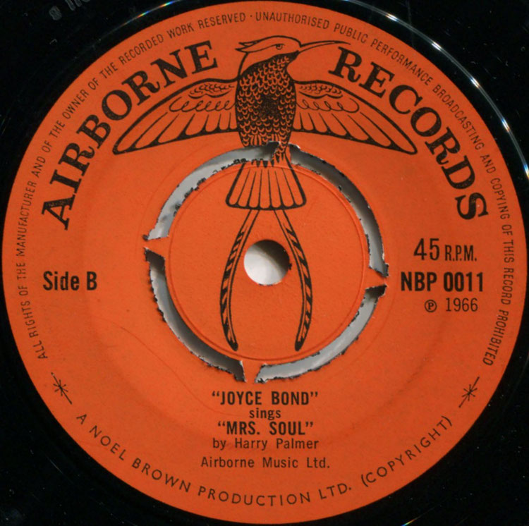 Joyce Bond ‎- It's All Right / Mrs. Soul - UK Airborne Records NBP 0011 ...
