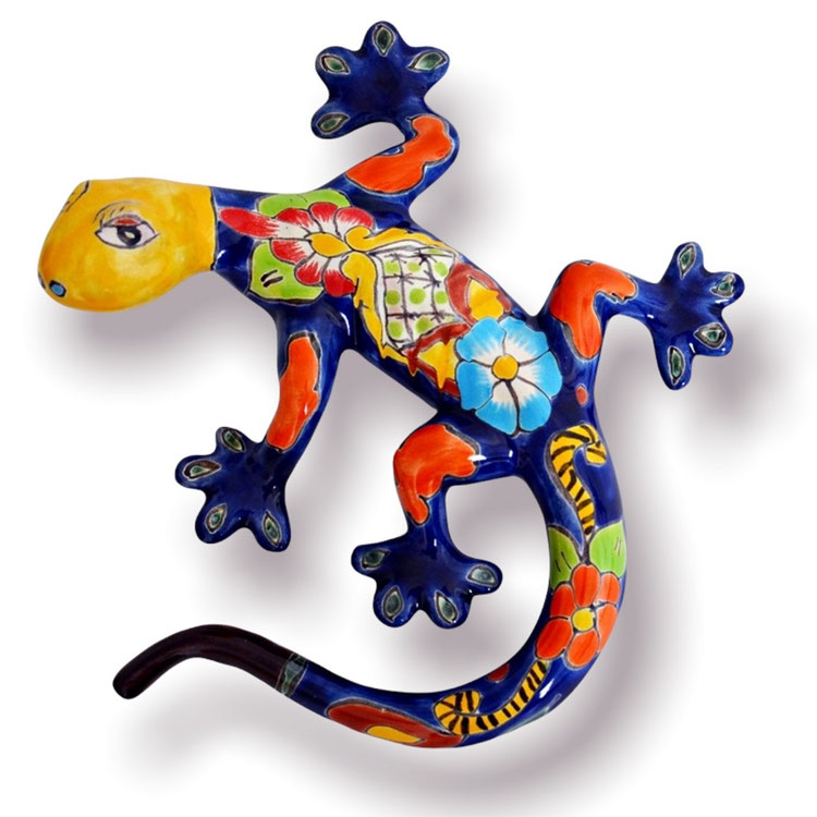Liebevoll bemalter, bunter Gecko aus mexikanischer Keramik - Bunte ...