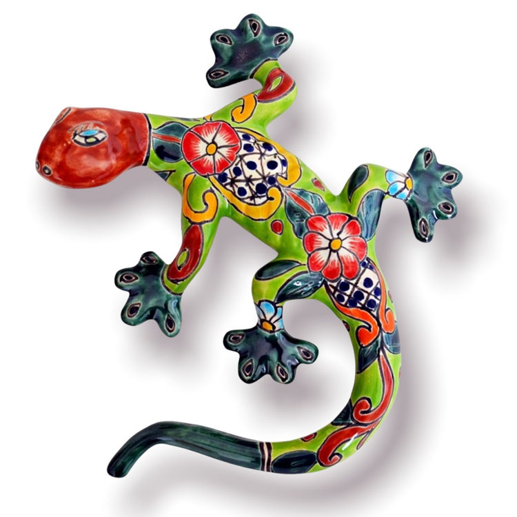 Liebevoll bemalter, bunter Gecko aus mexikanischer Keramik - Bunte ...