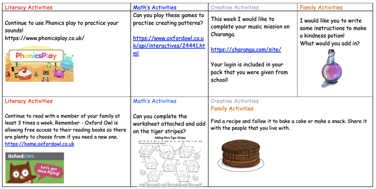 Reception - Caedmon Community Primary School - Home Learning Support