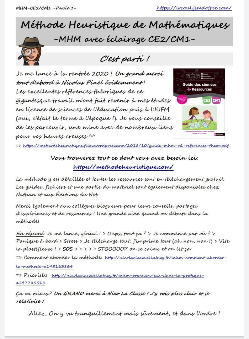 MHM - Méthode Heuristique De Mathématiques - Méthodologie et Préparation CE CM - Bien en classe ...
