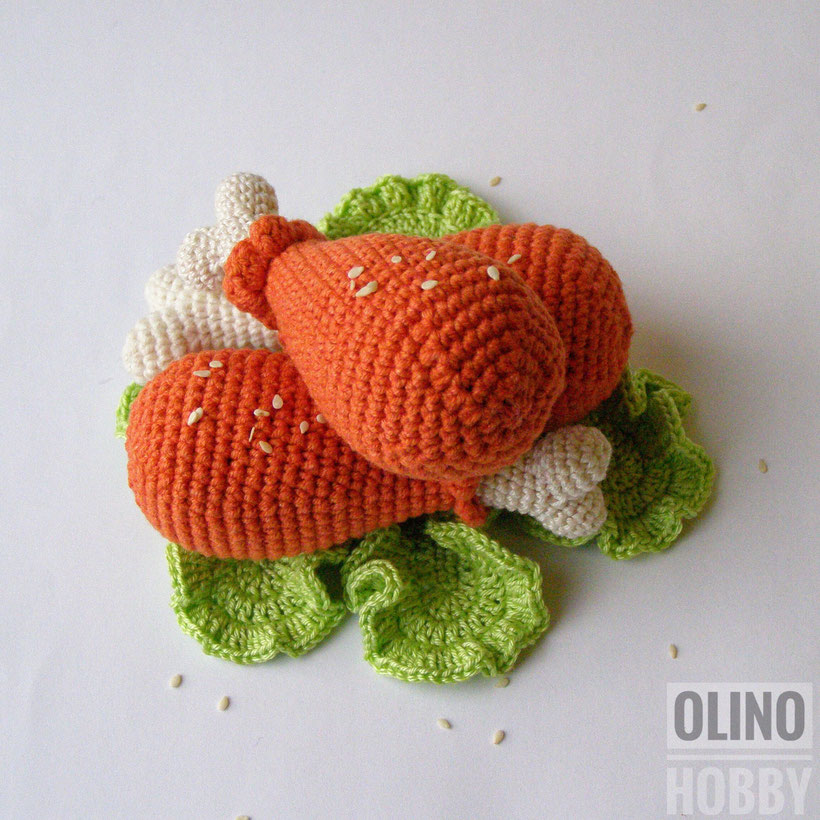 NEW Crochet Patterns - Fried Chicken Legs - OlinoHobby