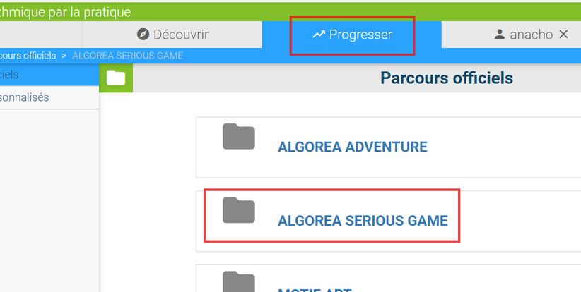 Activité 1 Parcours Algorea Sérious Game. - Site de technovally