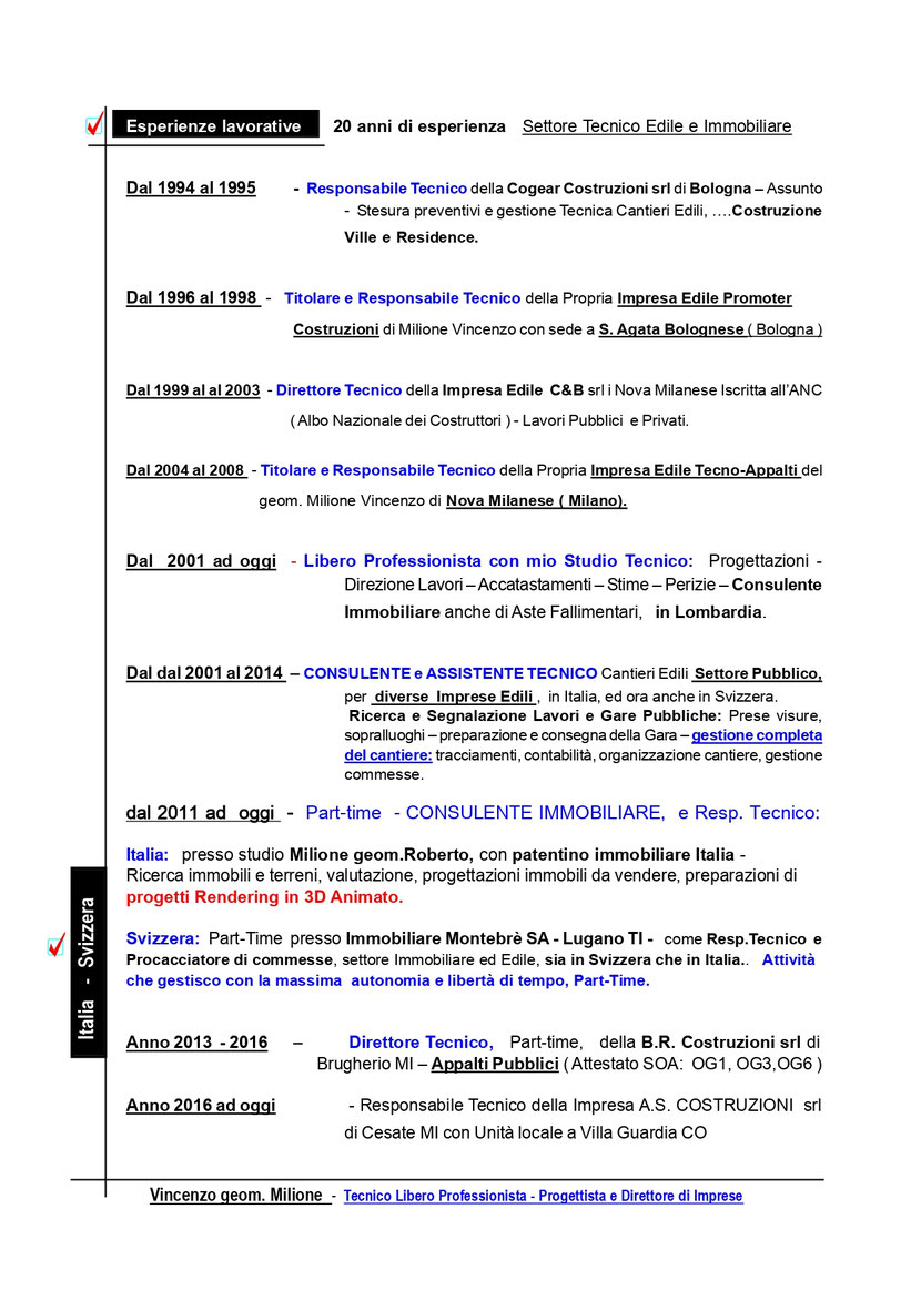 Curriculum Vitae Vincenzo geom. Milione - Italia - Svizzera - Benvenuti ...