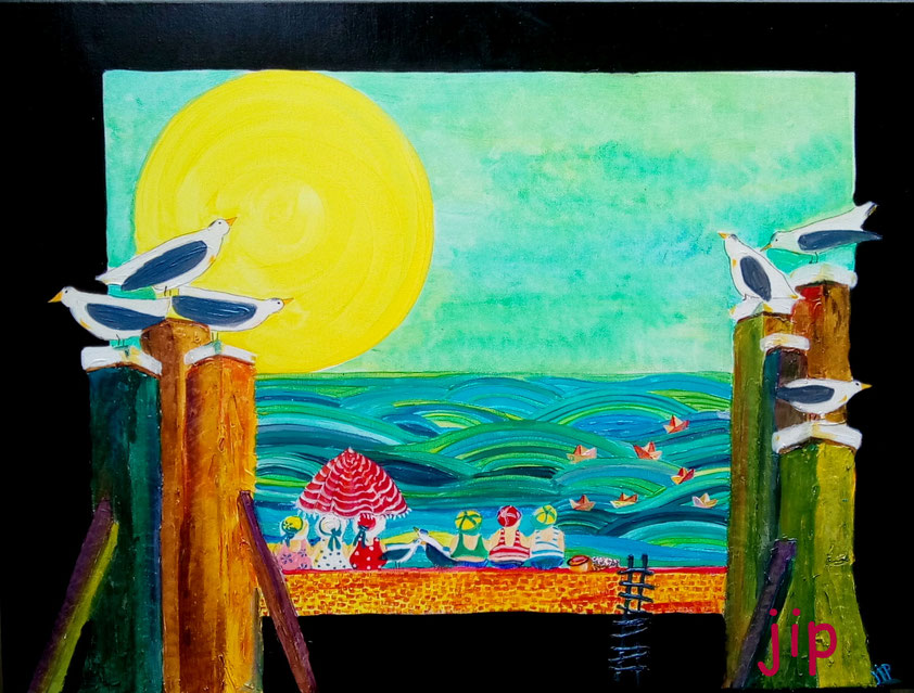 aan zee - jips-art vrolijke schilderijen