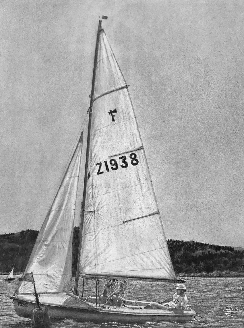 Bateau dériveur des années 60, le Flibustier - Les dessins de kofkof