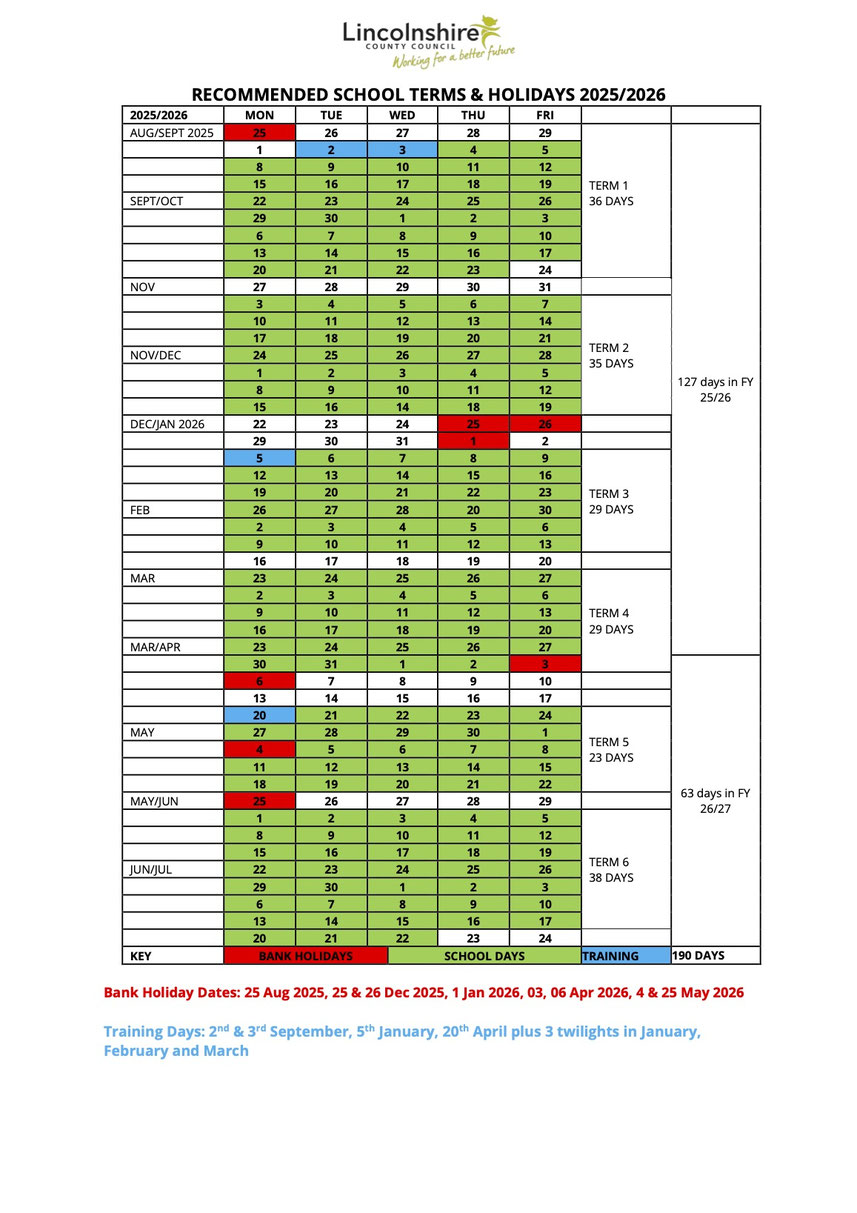 Term Dates - Lincoln St Christopher's School