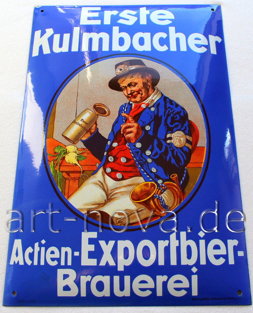 Emailschilder Brauerei, Blechschild Bier - art-nova