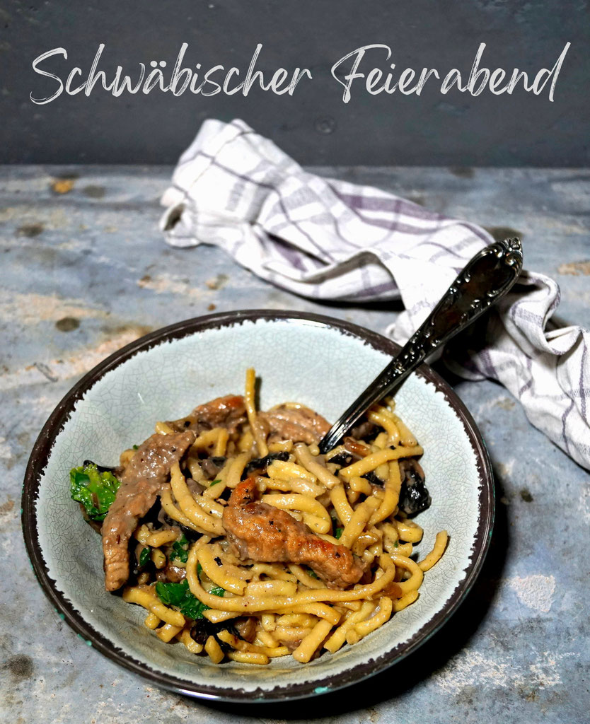 Schwäbischer Feierabend - Spätzlepfanne - zimtkringel - about food