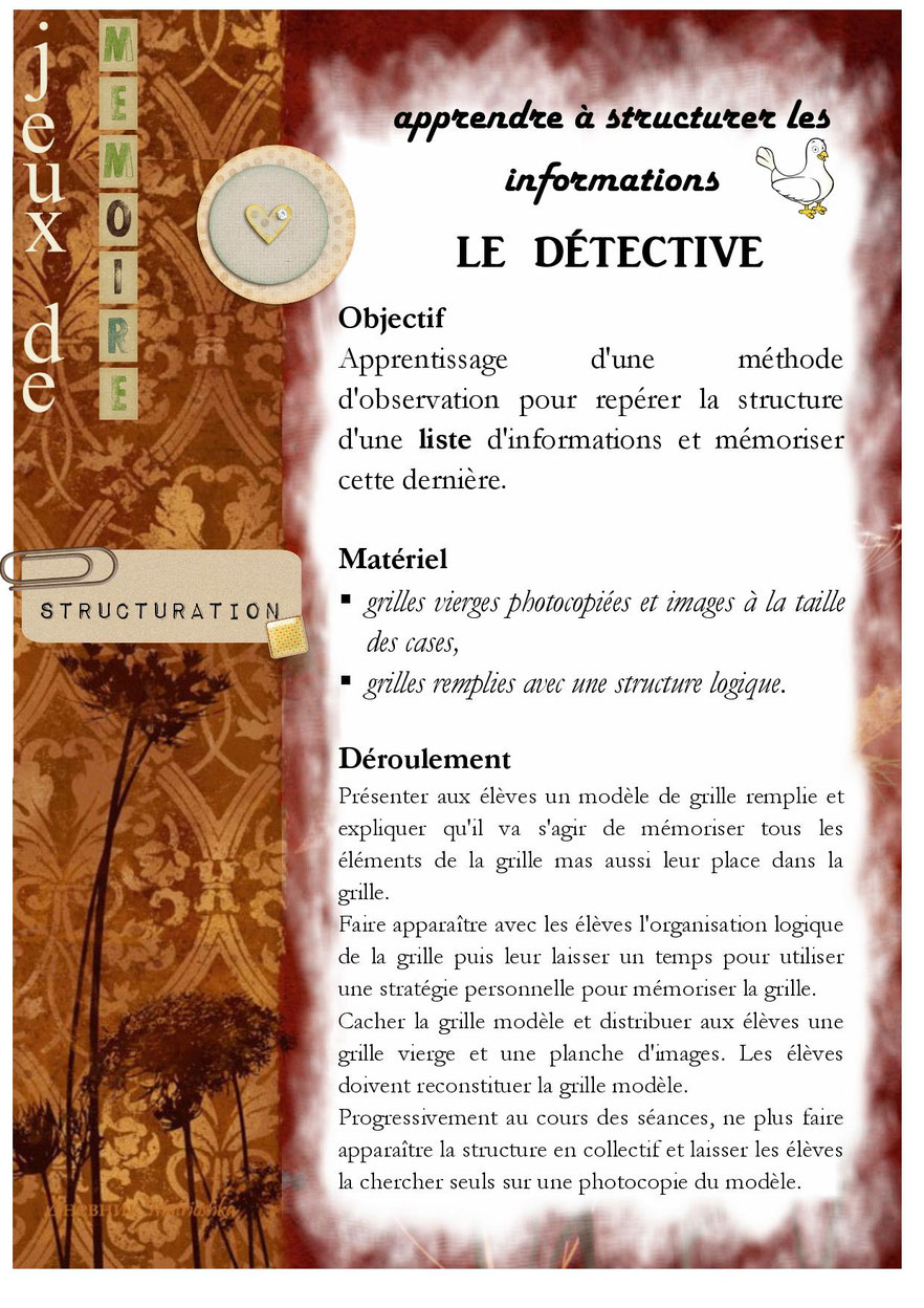 le détective (liste) - Fiches de prep (cycle1-cycle 2-ULIS-Rased)