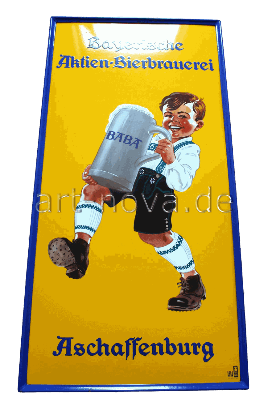 Emailschild Baba Brauerei Aschaffenburg - art-nova